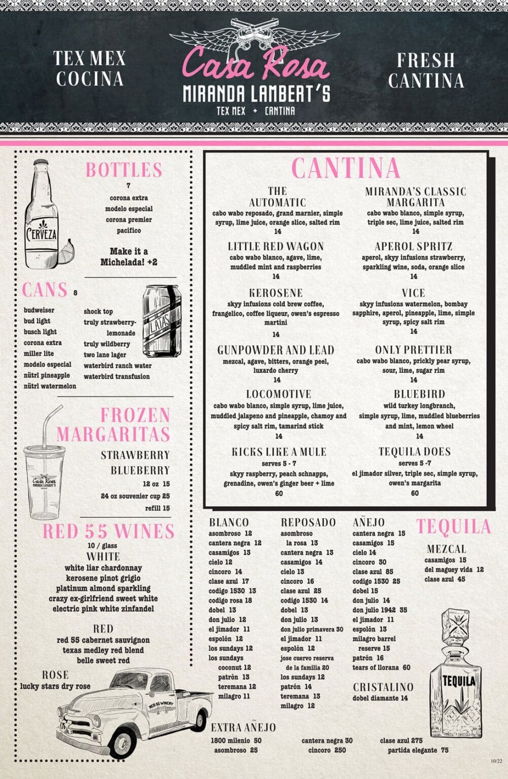 MENU - Miranda Lambert's Casa Rosa Nashville