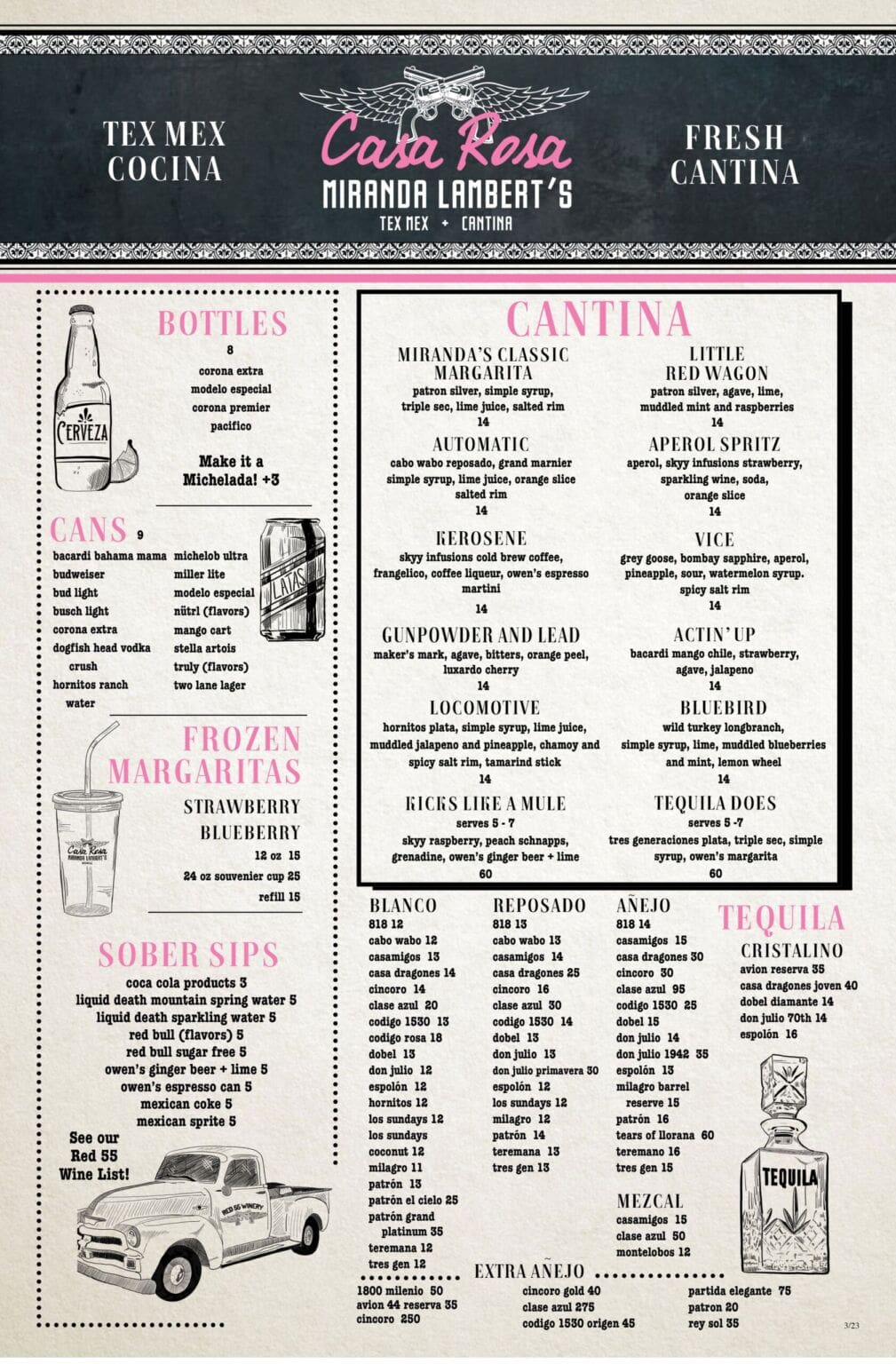 MENU - Miranda Lambert's Casa Rosa Nashville