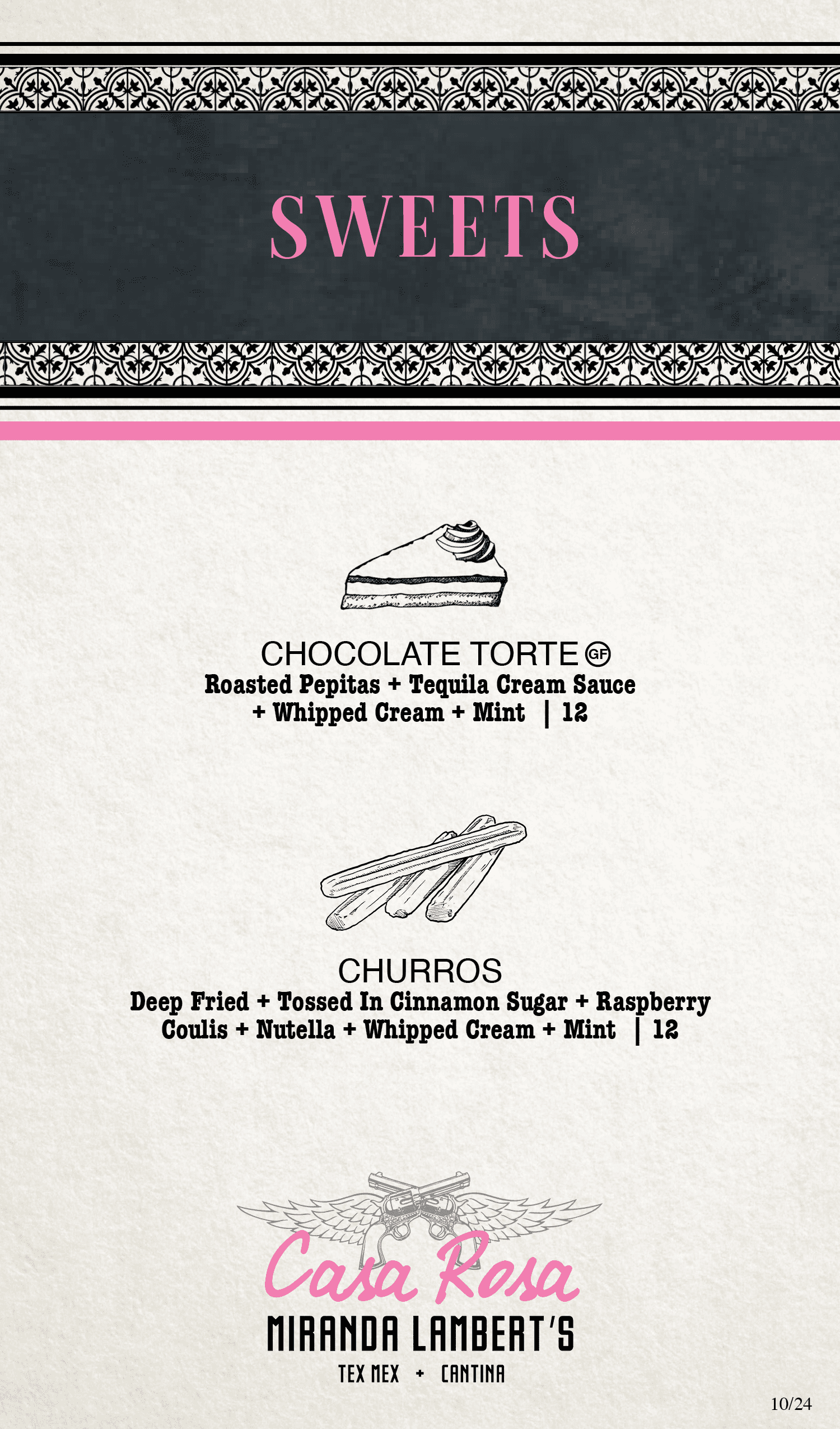 MENU - Miranda Lambert's Casa Rosa Nashville