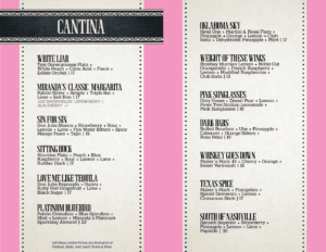 MENU - Miranda Lambert's Casa Rosa Nashville